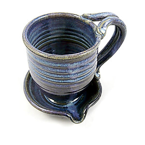 Hand-Sculpted Stoneware Microwave Bacon Cooker Mug, Made in USA (French Blue Blend)