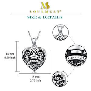 SOULMEET Graduation Gifts for Her, Class of 2023 Heart Locket Necklace That Holds 2 Pictures Photo Graduation Cap Locket Pendant for Daughter Back to School Personalize (Custom Photo & Text)