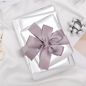 Flyhill Silver Wrapping Paper-17inch*32.8ft（46.8 sq.ft.-Metallic Solid Color with Mirror Finish Gift Wrap for Birthday,Wedding,Bridal Shower,Mothers Day