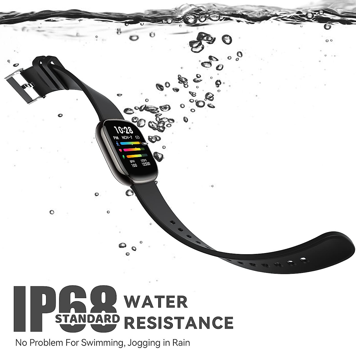 Smart Watch for Women Men Smartwatch Water Resistant Fitness Tracker 8 Sports Modes with Heart Rate Monitor Sleep Tracker Pedometer 40 Days Battery Life Compatible with iPhone Samsung Android Phones