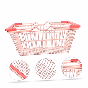 TIDTALEO Shopping Basket Hanging Basket Grocery Basket Makeup Hamper Plastic Storage Baskets Storage Baskets Pink Storage Basket Shopping Storage Basket Pretend Play Shopping Basket