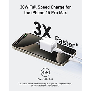 USB C GaN Charger 30W, Anker 511 Charger (Nano 3), PIQ 3.0 Foldable PPS Fast Charger for iPhone 15/15 Pro/14/14 Pro Max/13, Galaxy, iPad (Cable Not Included)-Phantom Black