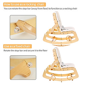 MallBest 3-in-1 Baby Bouncer Adjustable Wooden Rocker Chair Recliner with Removable Cushion and Seat Belt for Infant to Toddler (Beige)