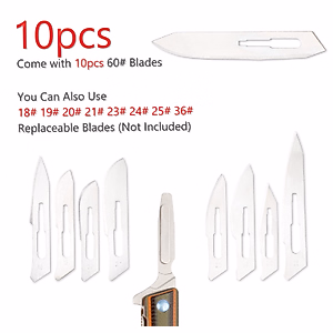 TENCHILON G37 Small Pocket Scalpel Knife, 10pcs #60 Replaceable Blades, Slender Compact Slim Gentleman's Flipper Folding Scalpel EDC Utility Knives with Blue Titanium Belt Clip