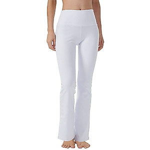 Knsbk Bootcut Yoga Pants for Women with Hidden Pockets High Waist Workout Pants Tummy Control Dress Bootleg Work Pants(White,X-Small)