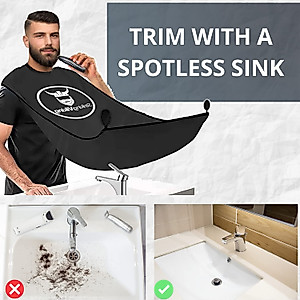 Striking Viking Beard Bib & Hair Catcher Apron for Shaving & Trimming - 4-Piece Grooming Kit with Scissors, Suction Cups, Storage Bag & Beard Cape - Shaving Hair Catcher
