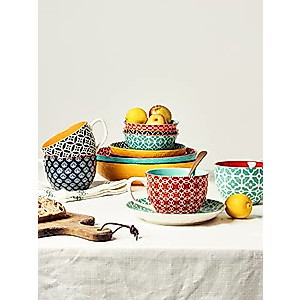 DOWAN Coffee Mugs Set of 4, 24 oz Large Coffee Mugs, Jumbo Soup Mugs With Handles, Ceramic Coffee Cups for Coffee Cereal Latte for Men Women, Housewarming Wedding Gift, Vibrant Colors