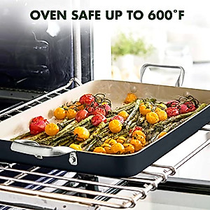 GreenPan Rio Healthy Ceramic Nonstick, 18" x 11" Double Burner Griddle Pan, PFAS-Free, Dishwasher Safe, Oven & Broiler Safe, Black