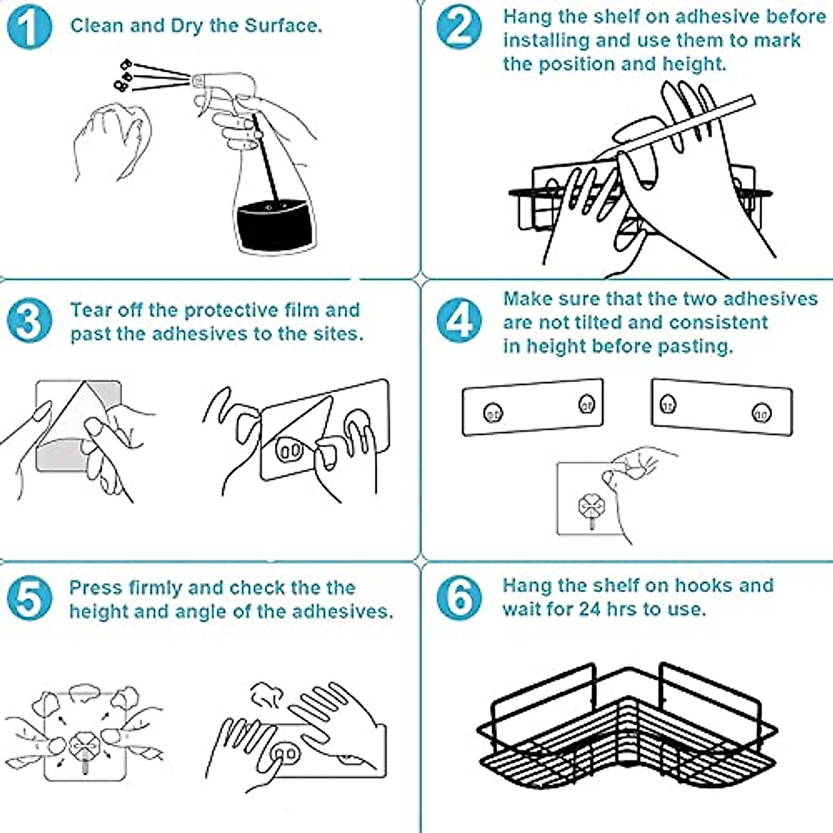 LAIGOO Adhesive Shower Caddy Corner Shelf, Metal Bathroom Shelf Wall Mounted Shower Shelf, Non-Drilling Floating Shelves for Shower Organizer/Bathroom Organizer/Kitchen (2 Pack, White)