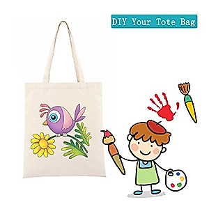 Canvas Tote Bags, Blank Plain Canvas Bag Lightweight Reusable Grocery Shopping Cloth Bags with Handles for DIY Crafting and Decorating ,15 Inch W x 17.8 Inch H (1 pcs)