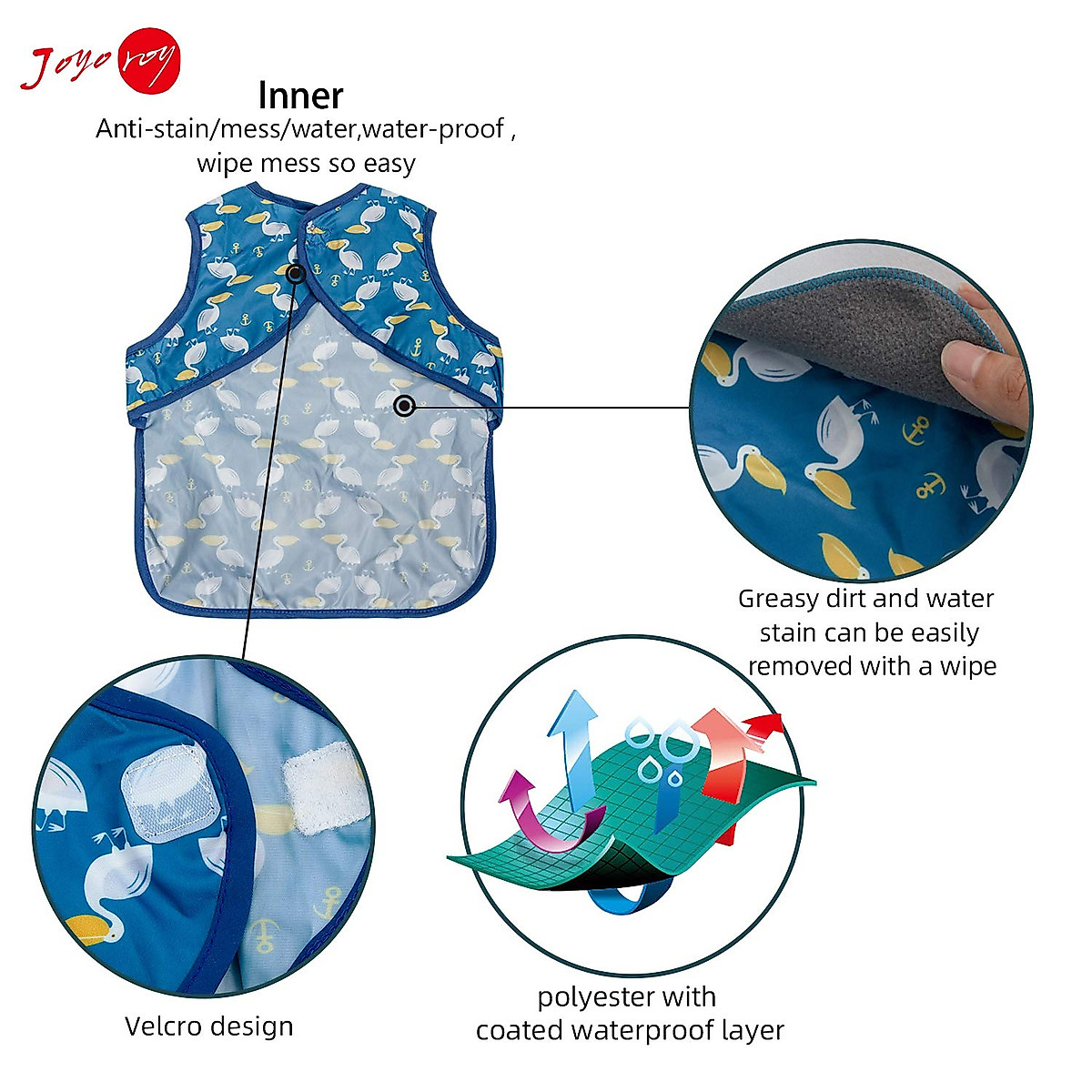 Joyo roy Baby Bib Baby Boy Bibs Waterproof Bibs Toddler Smock Baberos para Bebe Niño Plastic Bibs for Babies Bibs with Food Catcher Baby Bibs for Eating Bibs For Toddlers baberos para bebe niño