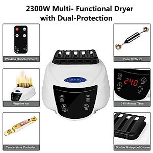 Electric Clothes Dryer with Remote Control and Timer, 1300W Large Capacity 2-Tier Heated Clothes Airer with Cover, Indoor Foldable Electric Clothes Airer Drying Rack, Overheat Protection,Blue