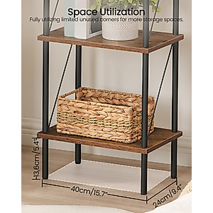 CHOEZON Narrow Book Shelf 6-Tier 67.2" Tall Bookcase with Protective Diagonal Braces, for Living Room, Bedroom, Study, Balcony, Rustic Brown and Black TCJ06BF