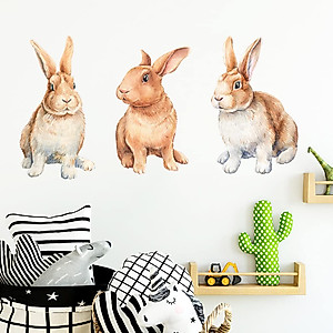 WOYINIS Watercolor Bunny Wall Decals Cute Little Animal Rabbit Wall Stickers Peel and Stick Bunny Wall Stickers for Girls Room Playroom Baby Nursery Classroom Furniture Decorations