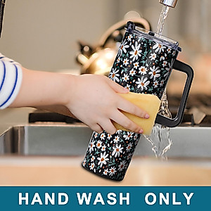 Daisy Gifts for Women – 40oz Insulated Tumbler with Handle & Straw, Floral Stainless Steel Cup, Birthday & Mother’s Day Gift for Mom, Sister, Best Friend, Teacher, Nurse