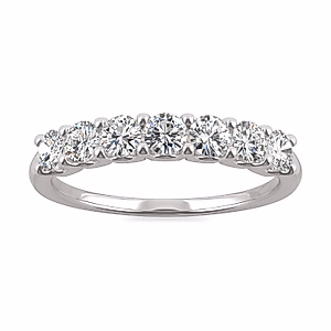 14K White Gold Moissanite by Charles & Colvard 3mm Round Wedding Band-size 6 0.70cttw DEW