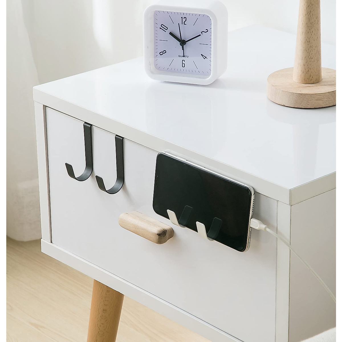 eywlwaar Over The Cabinet Door Single Hooks 5 Pack (Black)