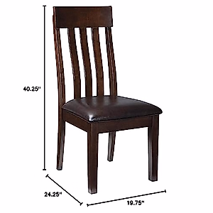 Signature Design by Ashley Haddigan Faux Leather Cushioned Rake Back Dining Chair, 2 Count, Dark Brown