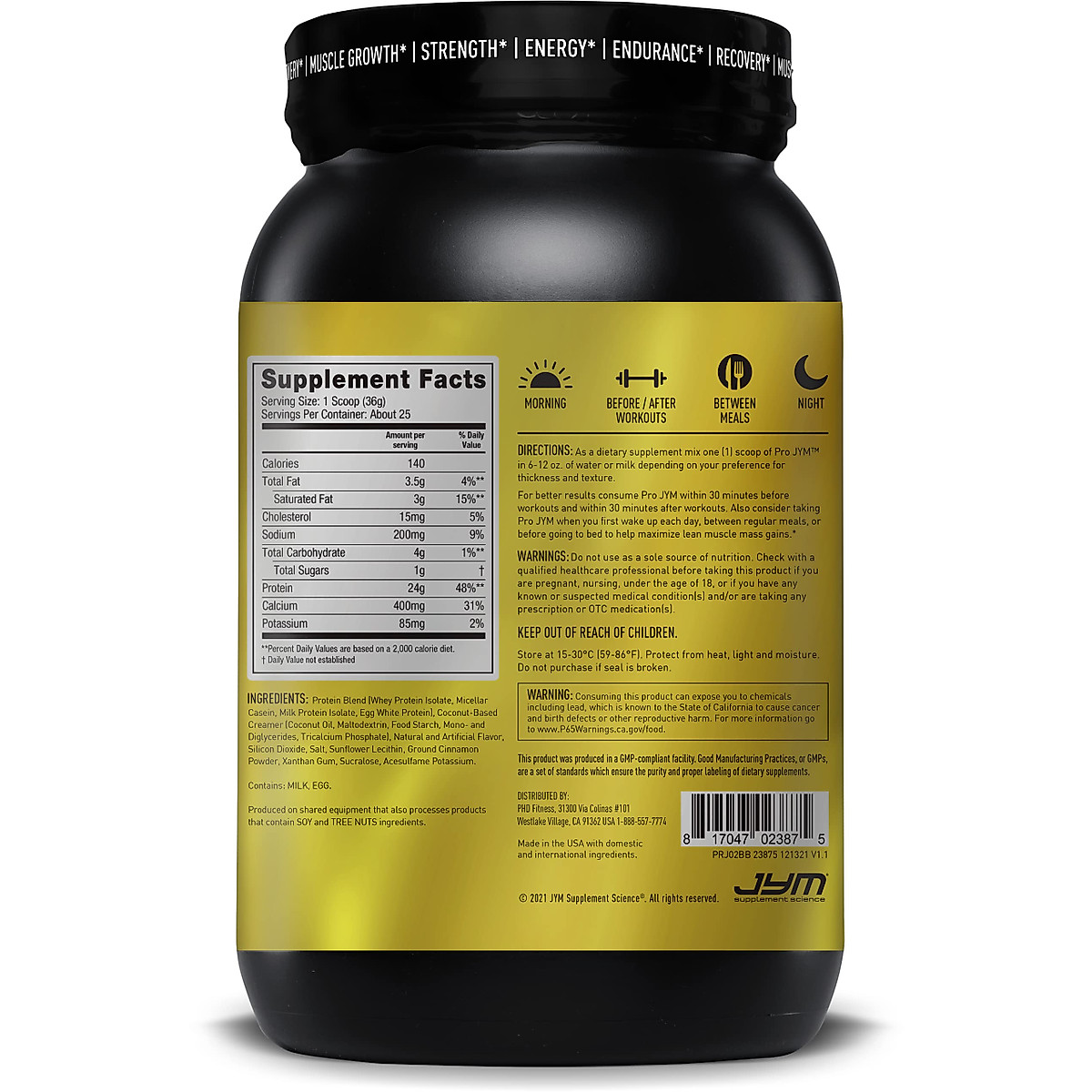 JYM Supplement Science Pro JYM 2lbs Banana Bread Protein Powder | Whey, Milk, Egg White Isolates, & Casein | Muscle Growth, Recovery, for Men & Women (PRJ02BB)