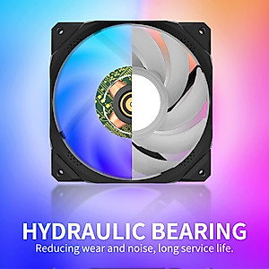 novonest RGB Case Fan,120mm Intelligent Control Silent Mirror Chassis Fan,Comes with Fan Hub,Remote Control,Adjustable Light Brightness and Light Effect Mode, UA0106(5-Pack)