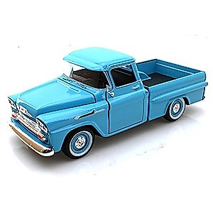 1958 Chevy Apache Fleetside Pickup Truck, Light Blue - Motormax 79311 - 1/24 scale Diecast Model Toy Car, unisex-children