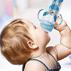 AGH 8OZ Sublimation Sippy Cups with Blue Handle, 4 Pack Sublimation Blank Kids Stainless Steel Tumblers Anti-drop Baby Bottle Stainless Steel Insulated Toddler Water Cups