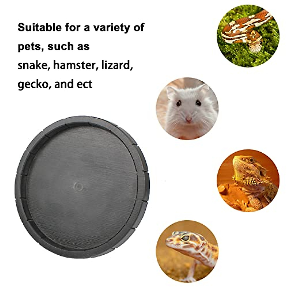 Lucky Interests 3pcs Reptile Food Water Bowl, Round Basin Tortoise Food Dish with 3 Tongs, Black Lightweight Reptile and Amphibians Feeder Shallow Reptile Food Container for Turtle, Lizard, Gecko