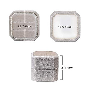 BLUTETE Octagon Square Ring Box Wedding Engagement Ring Set Keepsake Box Bridal Photo Gift Box (Champagne)