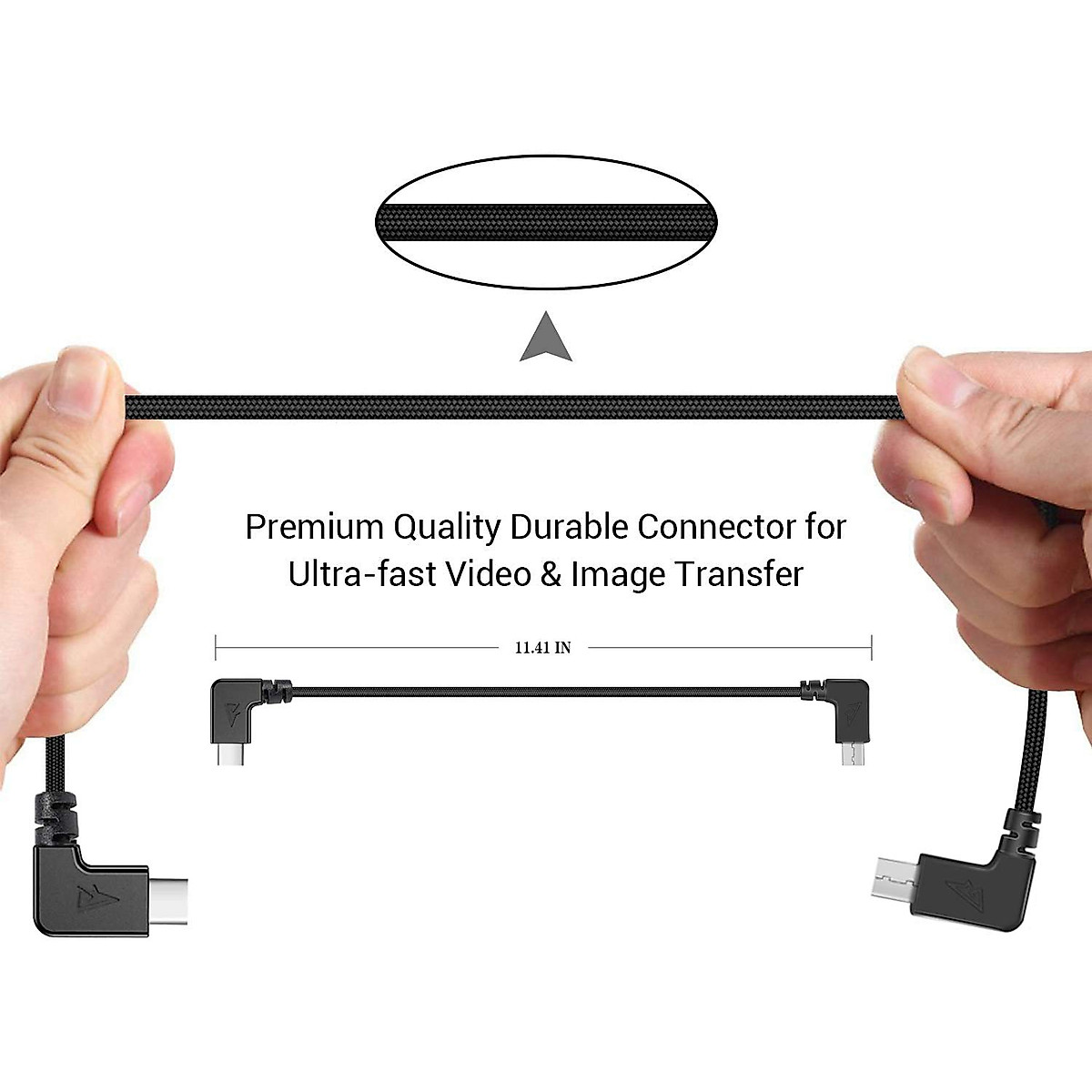 RCstyle Durable Micro USB-IOS Cable Compatible with DJI Mavic Air/Pro/Mini/Spark (to Type-C)