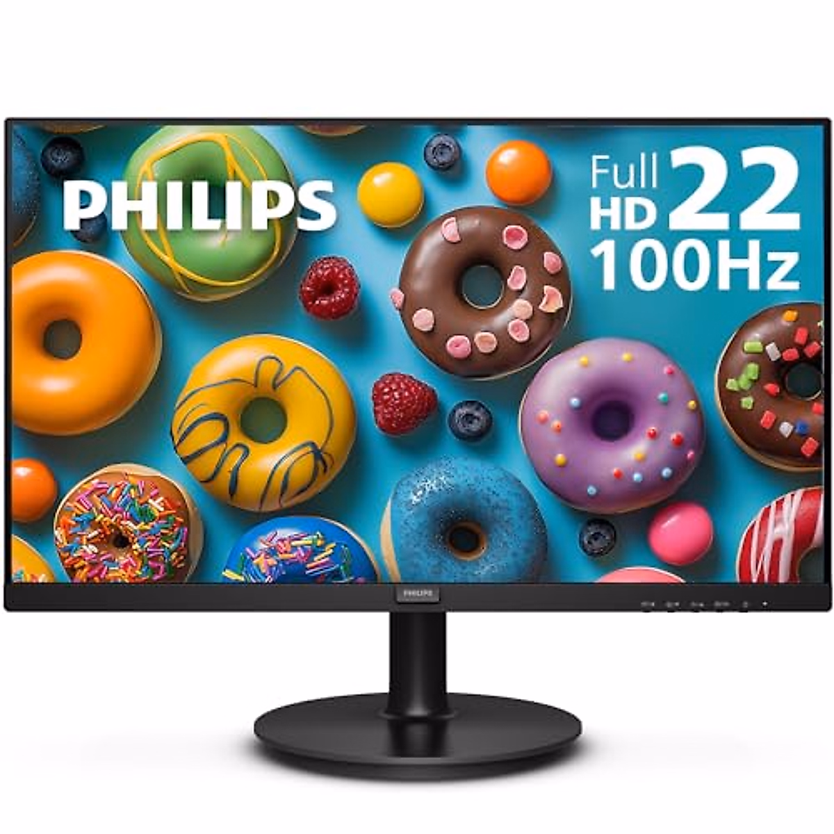Philips 22 inch Class Thin Full HD (1920 x 1080) Monitor, 100Hz Refresh Rate, VESA, HDMI x1, VGA x1, LowBlue Mode, Adaptive Sync, 4 Year Advance Replacement Warranty, 221V8LB