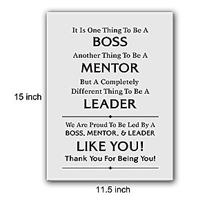 Thank You Boss Gift Canvas Wall Art -It is One Thing to Be A Boss Sign - Boss Appreciation Canvas Wall Art Gifts - Easel & Hanging Hook 11.5x15 Inch