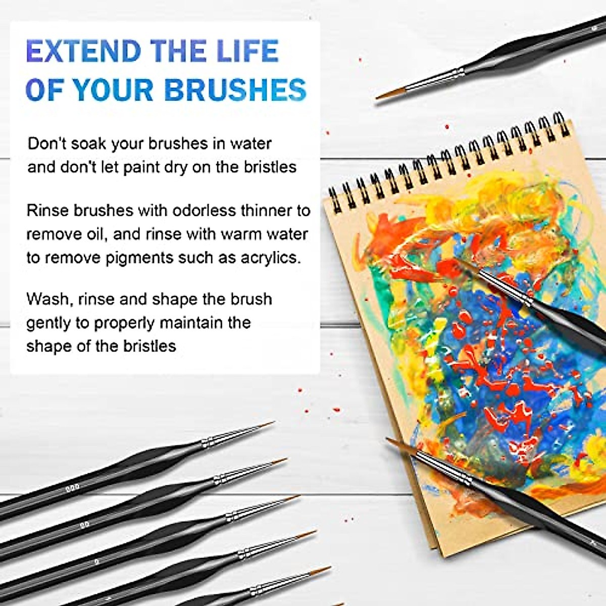 11Pcs Paint Brushes,Miniature Paint Brushes with Ergonomics Grip Handles,Detail Paint Brush Set for Fine Detailing & Art Painting - Acrylic, Watercolor,Oil,Models, Warhammer 40k……