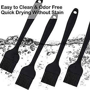 Pastry Brush-Silicone Basting Brush for Cooking,Heat Resistant Food Brush for BBQ,Food Grade Silicone Brush for Grill Baking/Spreading Marinade/Sauce/Oil/Egg/Kitchen Brushes for Cooking(4 Pc,Black)