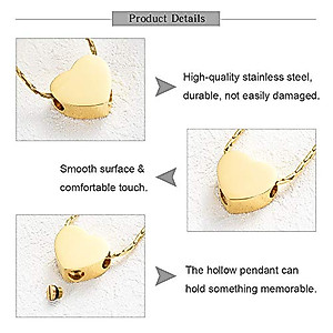 constantlife Cremation Jewelry for Ashes - Heart Pendant Memorial Urn Necklace Ashes Holder Stainless Steel Personalized Customization Keepsake (Customize)