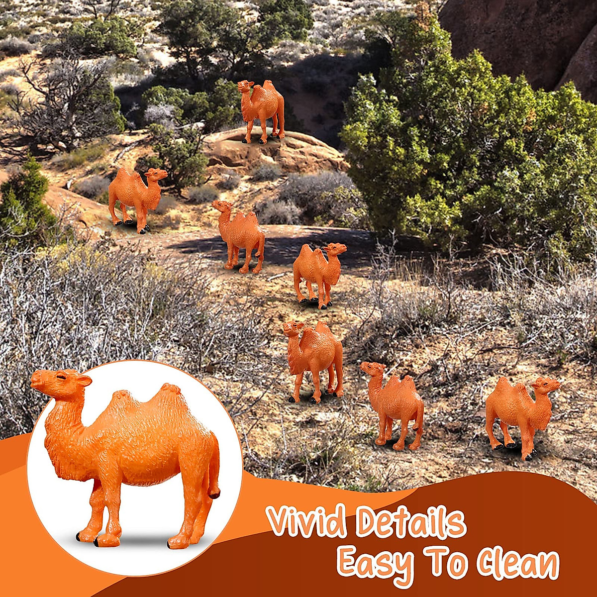 24 Pcs Camel Figurines Hand Painted Miniature Animal Statue Desert Camel Figures Animal Figurines Toys Camel Models for Table Desktop Cake Toppers Collection Home Ornaments Decor