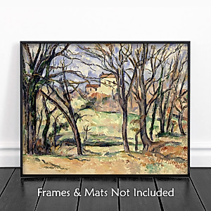 Paul Cezanne, Tree and Houses Landscape Print - Vintage French Impression Art - Unframed