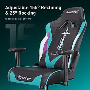 AutoFull C3 Gaming Chair Office Chair PC Chair with Ergonomics Lumbar Support, Racing Style PU Leather Multifunction Adjustable Computer Chair (Cyan)
