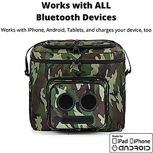 Super Real Business The #1 Cooler with Speakers on Amazon. 20-Watt Bluetooth Speakers for Parties/Festivals/Boat/Beach. Rechargeable, Works with iPhone & Android (Camo, 2023 Edition)