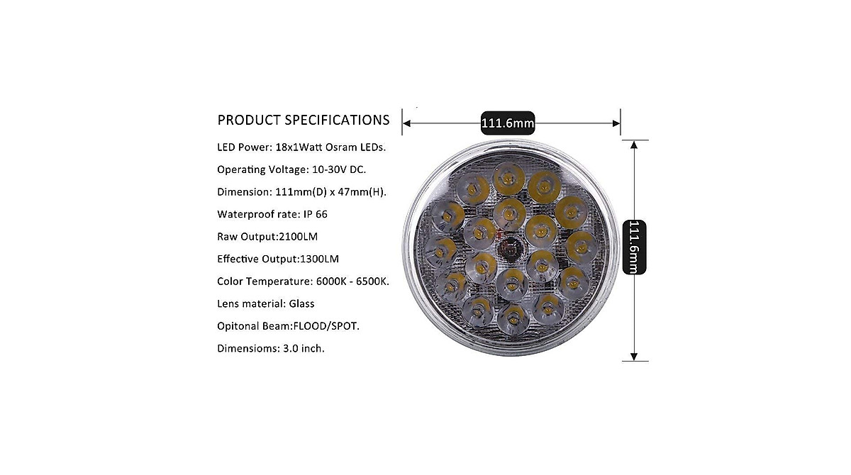 LED PAR36 Aviation Landing Light White 2100 Lumens Spot Beam