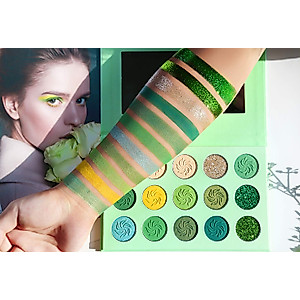 Afflano Blue Green Eyeshadow Palette Eyes Makeup Set 2 Pcs, Avocado Green Eye Shadow Blue Makeup Palettes Eyeshadow, Long Lasting Matte Glitter Forest Yellow Green Eye Makeup for Christmas Women Girl