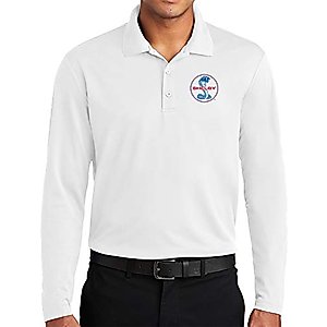 Ford Mustang Shelby Blue and Red Long Sleeve Polo, White 4XL