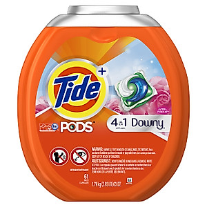 Tide PODS Plus Downy 4 in 1 HE Turbo Laundry Detergent Pacs with Downy Fresh Protect April Fresh with Febreze Odor Defense & Downy April Fresh Fabric Softener Dryer Sheets