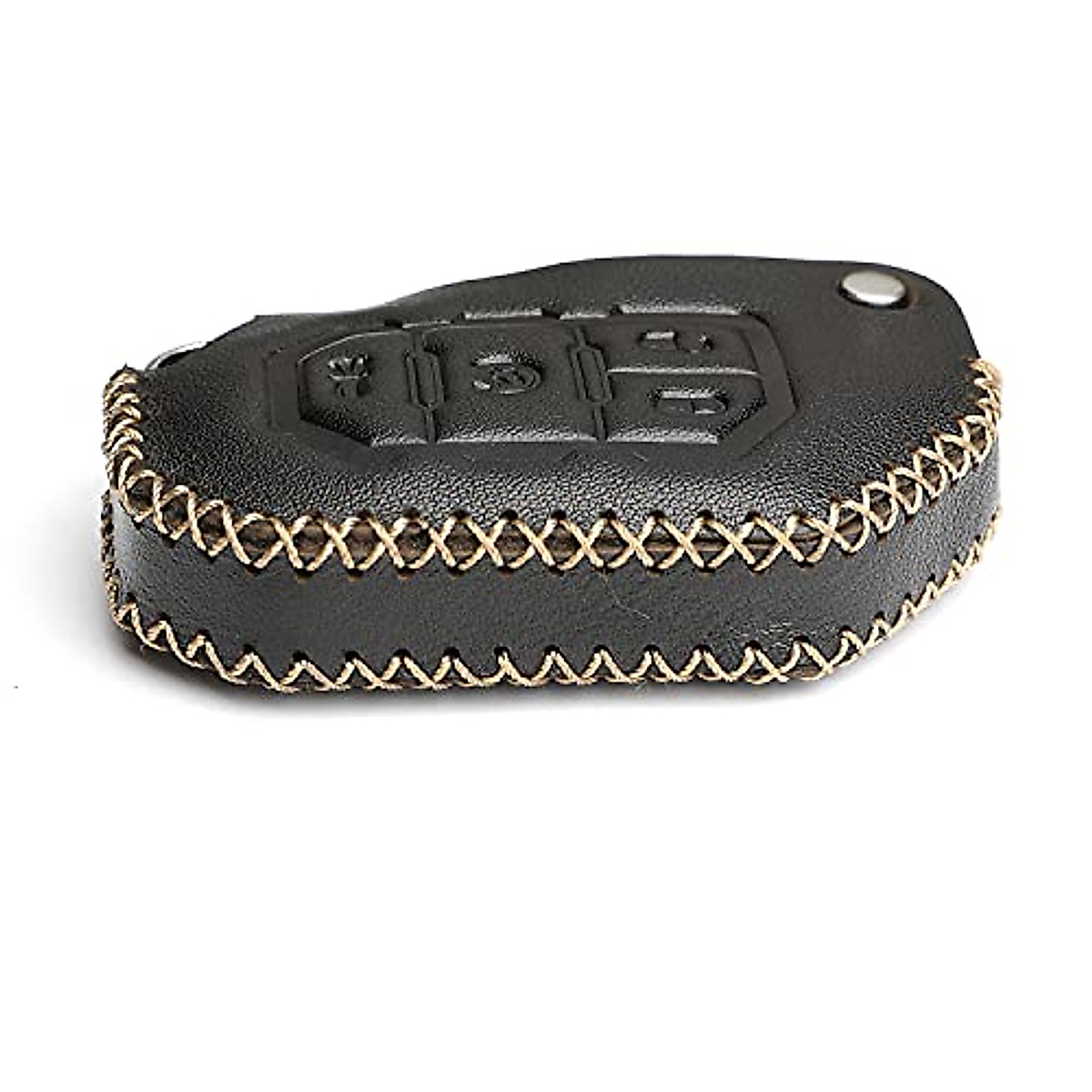 WFMJ Leather for 2018 2019 2020 2021 2022 2023 Jeep Wrangler JL Gladiator JT JLU Remote Flip 4 Buttons Key Fob Case Cover Chain (Black)