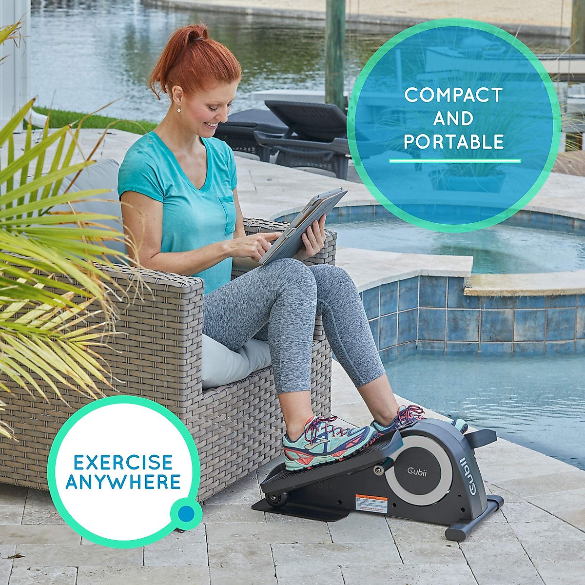 Cubii Jr: Desk Elliptical w/Built in Display Monitor, Easy Assembly, Quiet & Compact, Adjustable Resistance (Silver)
