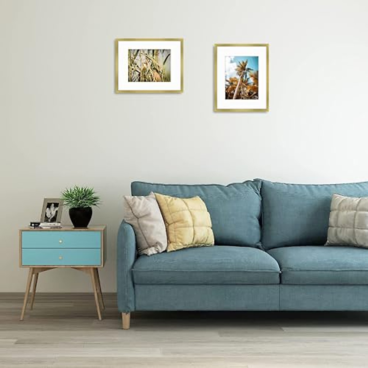 Frametory, 16x20 Picture Frame with Mat for 11x14 Picture- - High Definition Glass Wide Molding - Preinstalled Wall Mounting Hardware (Gold, 1 Pack)