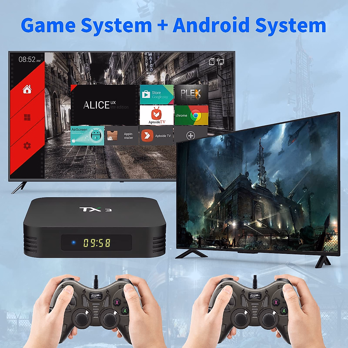 Retro Game Console 512G, Emulator Console Compatible with 76 Emulators, 4K Video Game Console with Dual System, Portable Game Console with 2 Controller, Support 4 Game Palyer, Gift for Friends