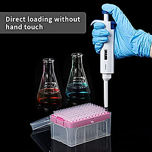 96pcs 200uL Filtering Pipette Tips - Four E's Scientific Universal Filter Pipettor Tips 200ul Racked Non-pyrogenic DNAse/RNAse Free Autoclavable 1 Rack 96 Tips