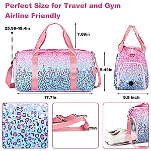 BLUBOON Duffle Bag Girls Kids Dance Bag Cute Gym Bag with Shoes Compartment & Wet Separation Waterproof Sports Overnight Travel Bag