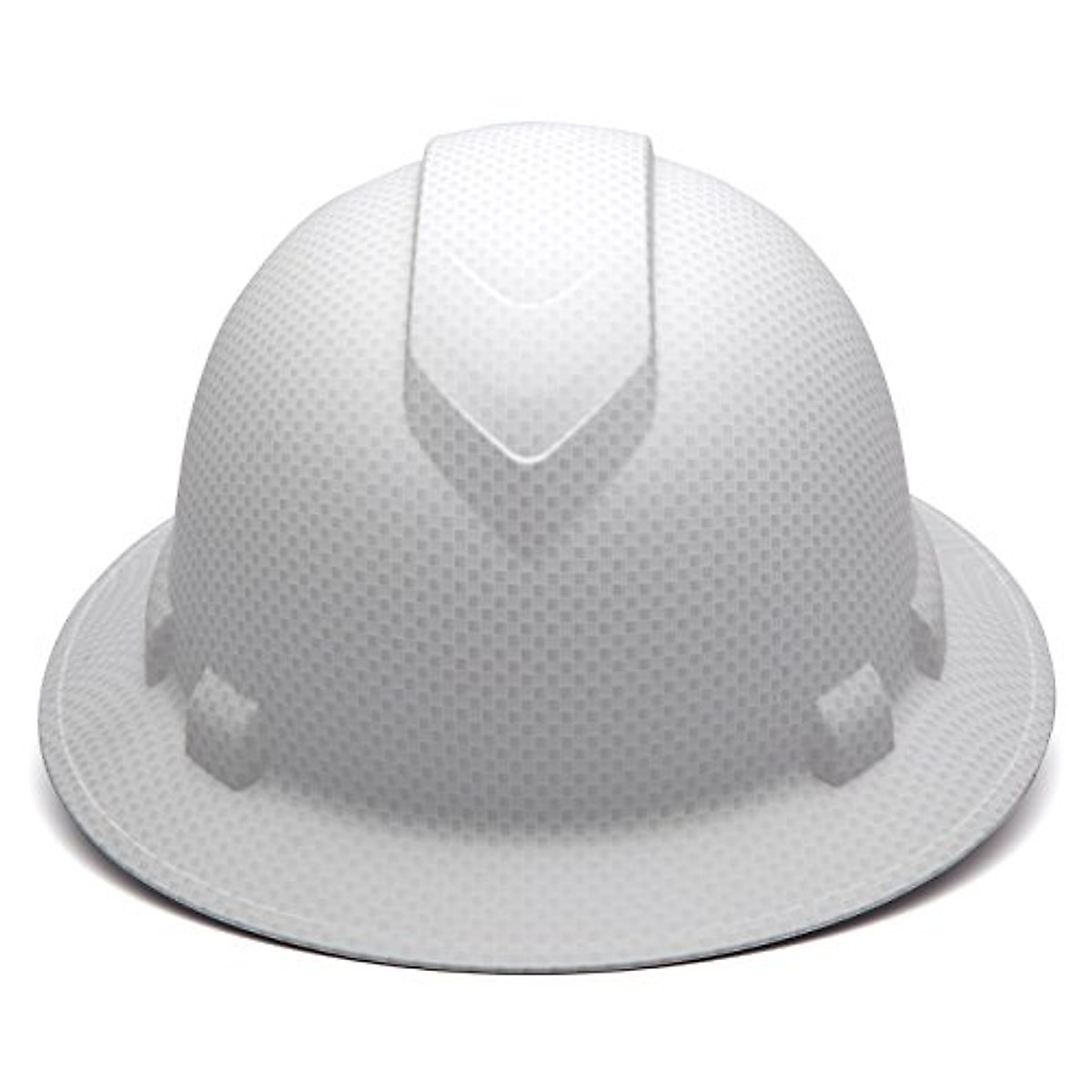 Pyramex Ridgeline Full Brim Hard Hat, 4-Point Ratchet Suspension, Matte White Graphite Pattern