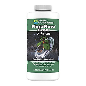 General Hydroponics FloraNova Grow 7-4-10, Robust Strength of Dry Fertilizer But in Rapid Liquid Form, Use for Hydroponics, Soilless Mixtures, Containers & Garden Grown Plants, 1-Pint